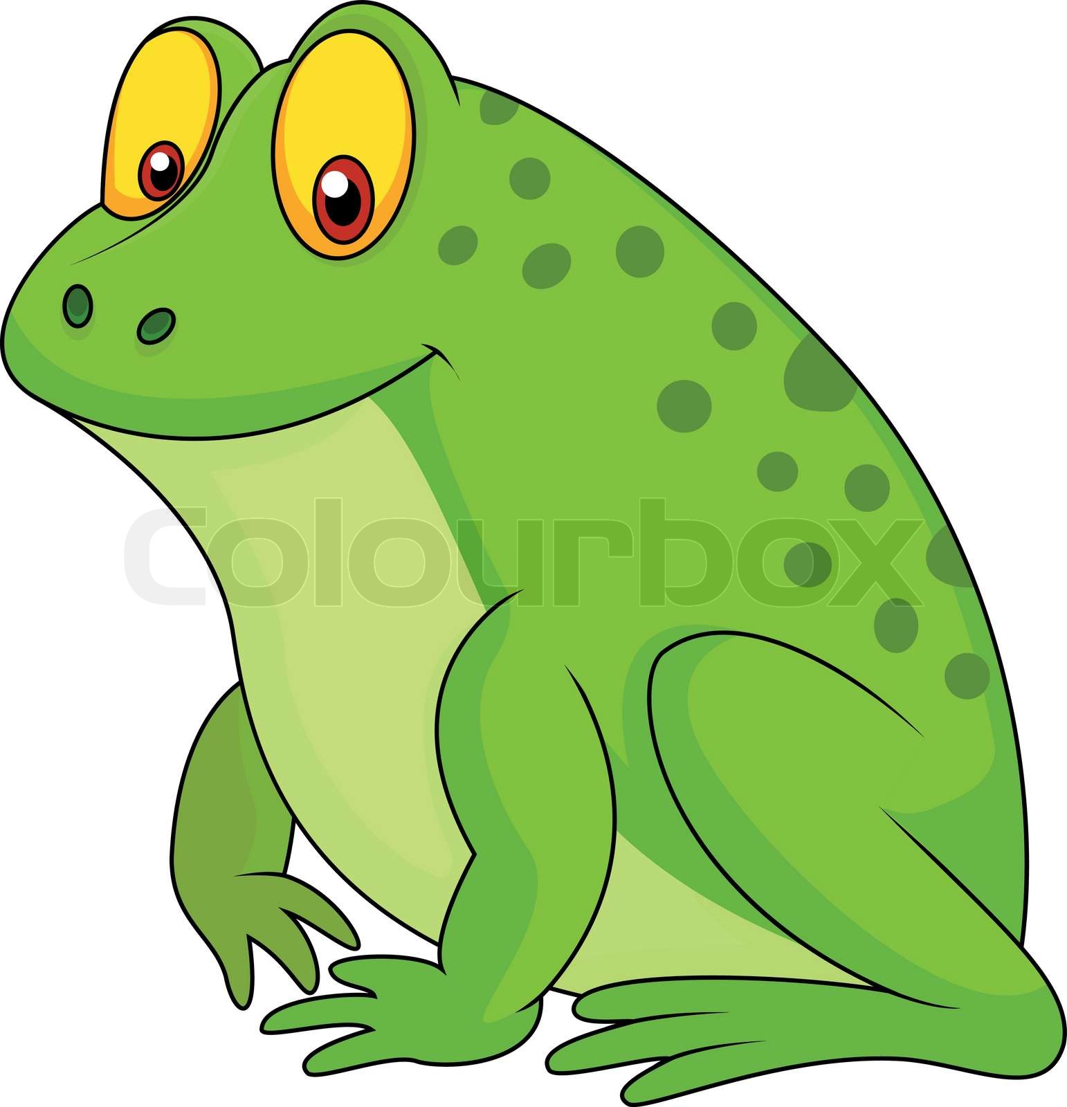 Cute green frog cartoon | Stock vector | Colourbox
