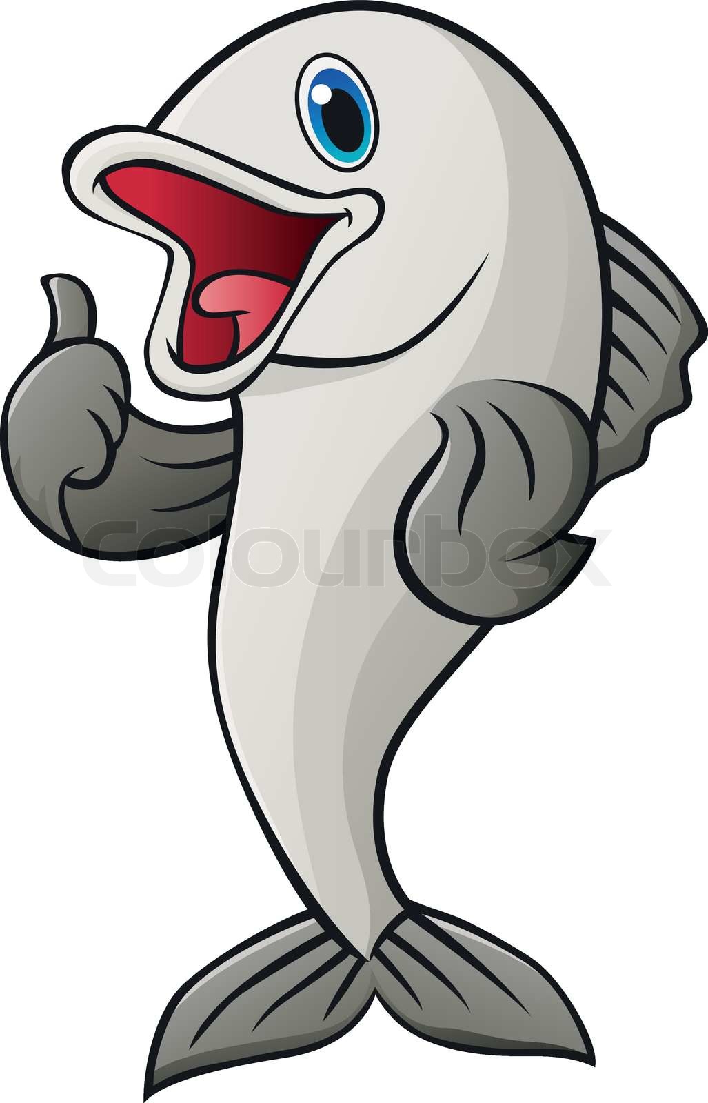 Cute fish cartoon with thumb up | Stock vector | Colourbox