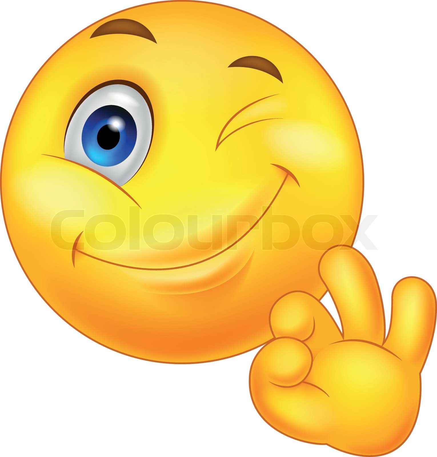 Smiley emoticon with ok sign | Stock vector | Colourbox