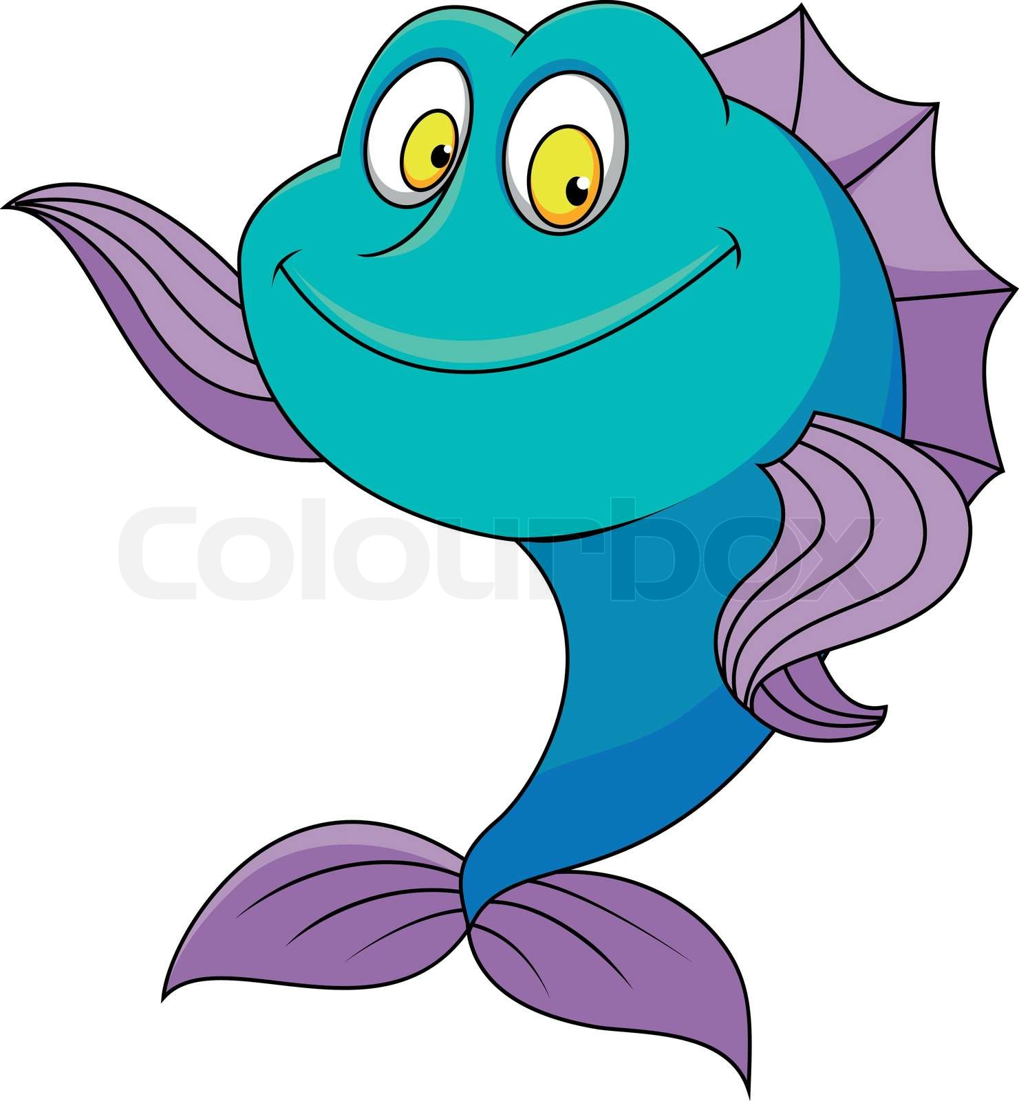 Cute fish cartoon waving | Stock vector | Colourbox