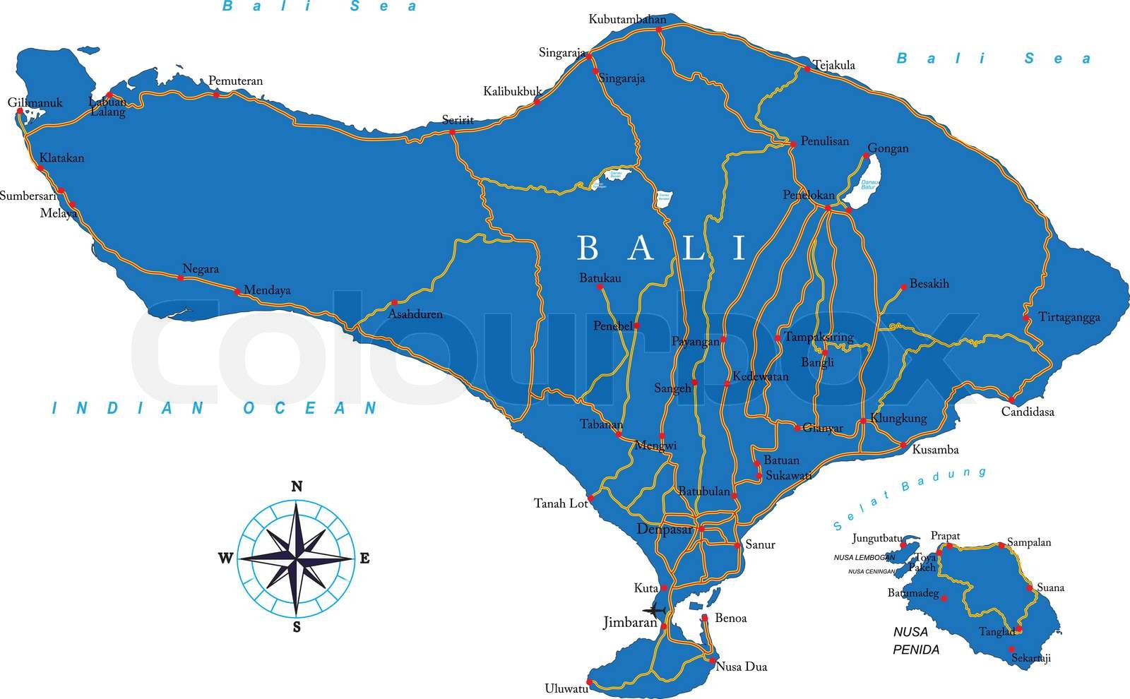 Bali map | Stock vector | Colourbox