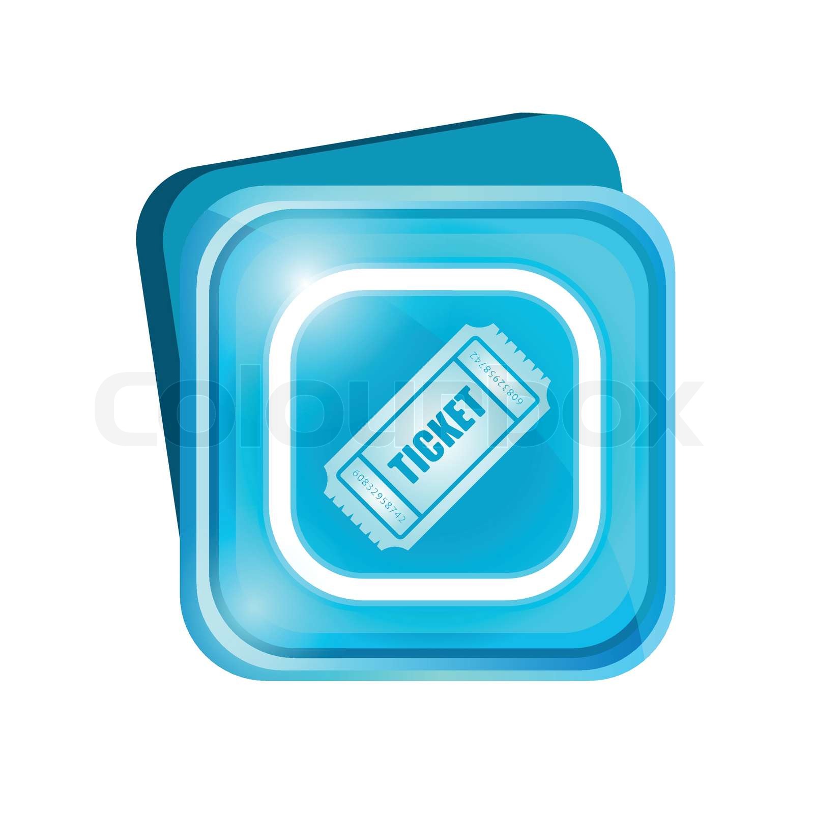 Ticket button on glossy blue | Stock vector | Colourbox
