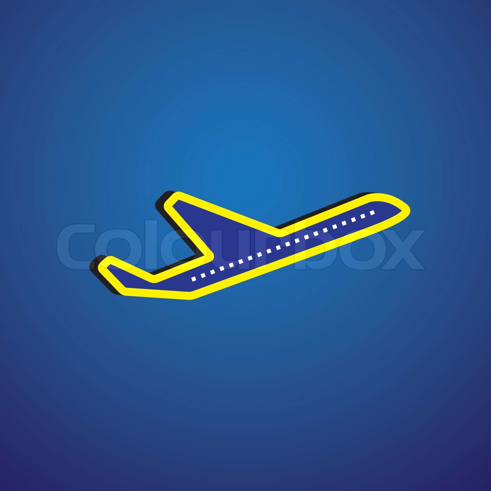 Vector grafik - passagerfly eller fly ikon eller symbol i gul & blå ...