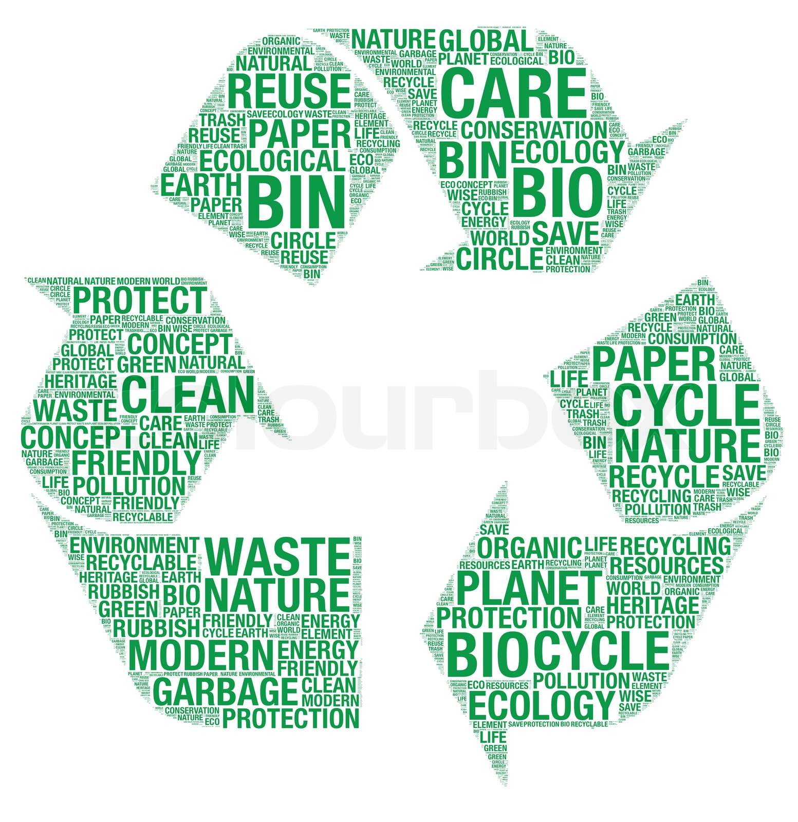 vector recycle symbol with wordart | Stock vector | Colourbox