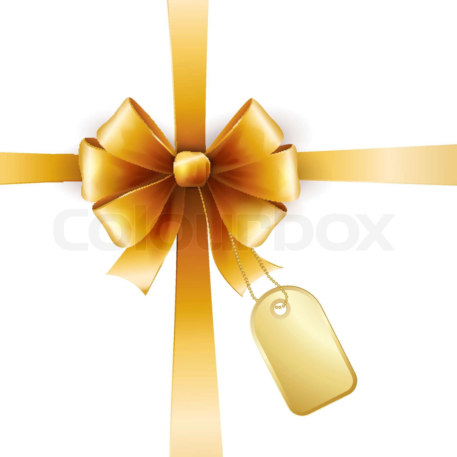 Gold bow with tag | Stock vector | Colourbox