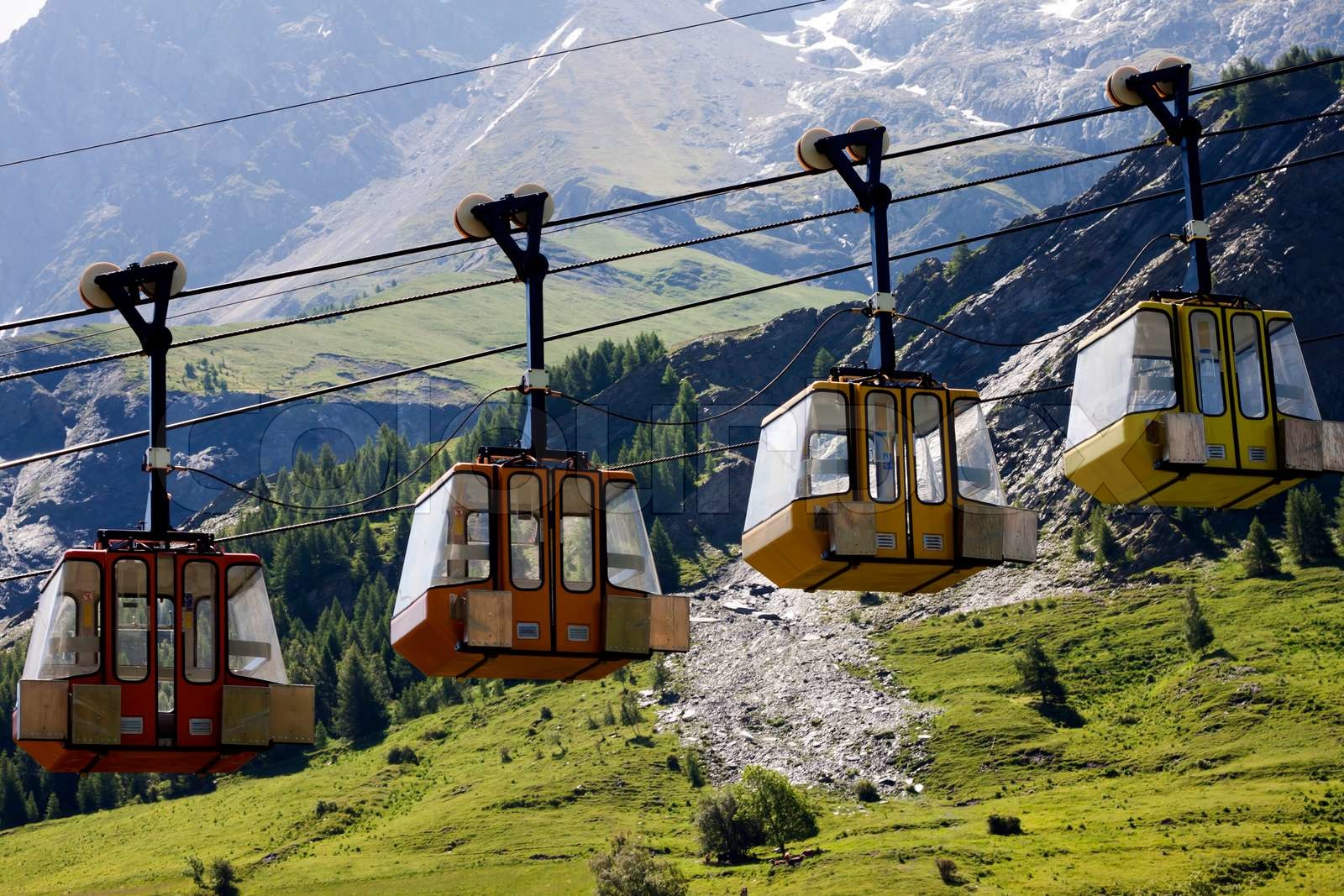 Closed up teleferics of Monetier Les Bains, Grenoble, France | Stock ...