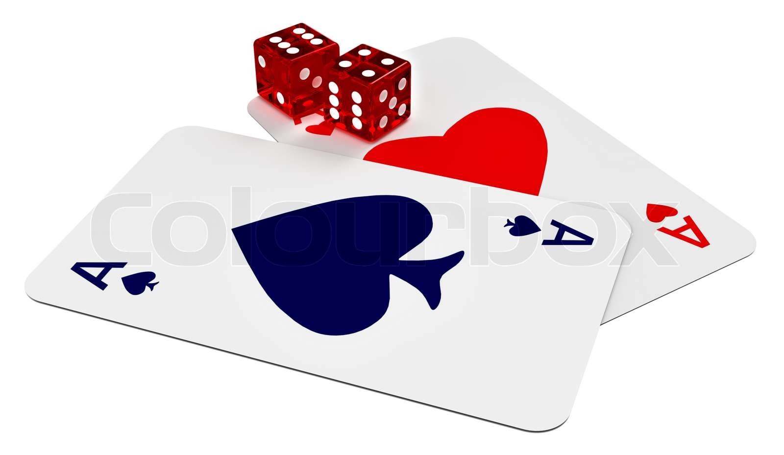 two ace cards and two dices | Stock image | Colourbox