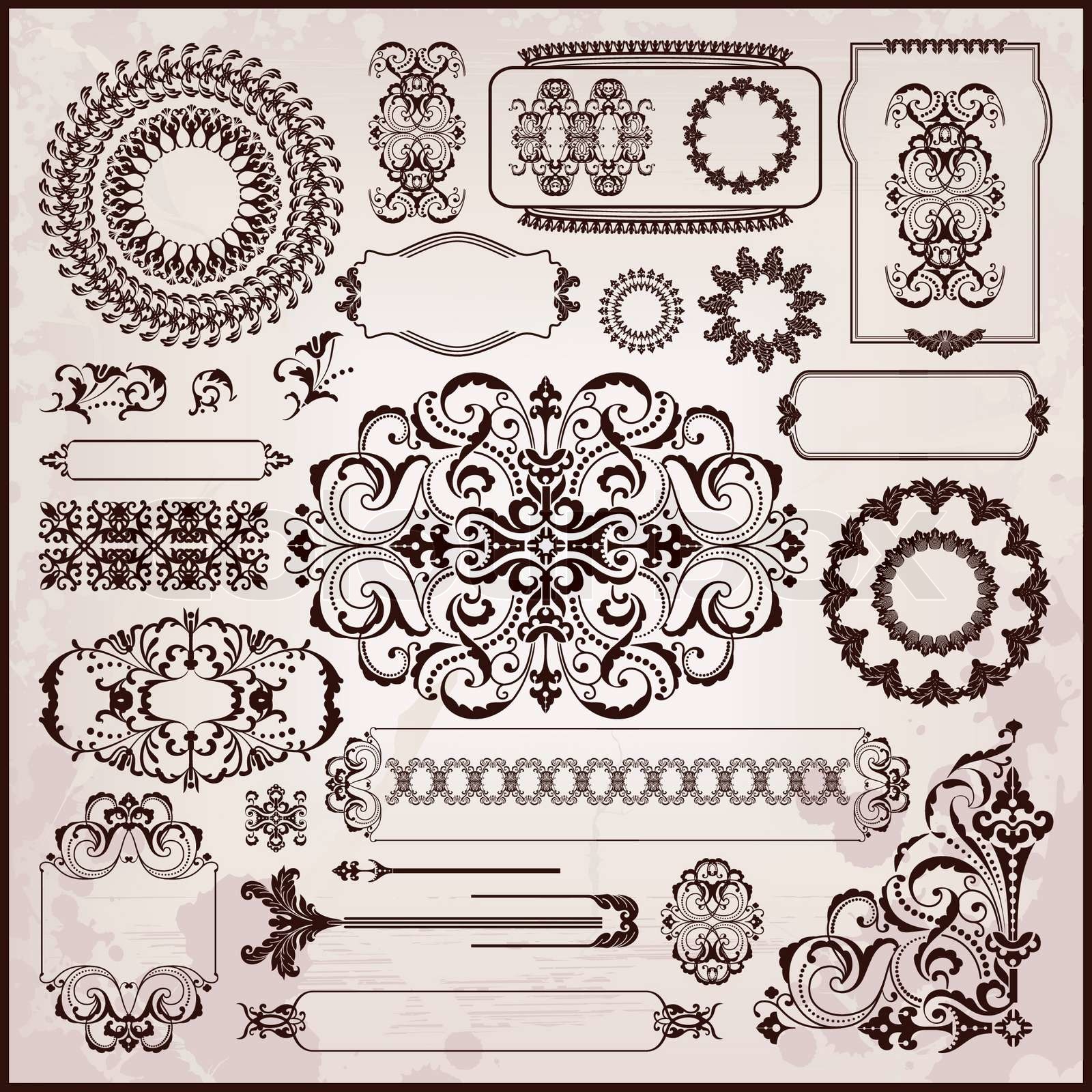 floral textures in rococo style | Stock vector | Colourbox
