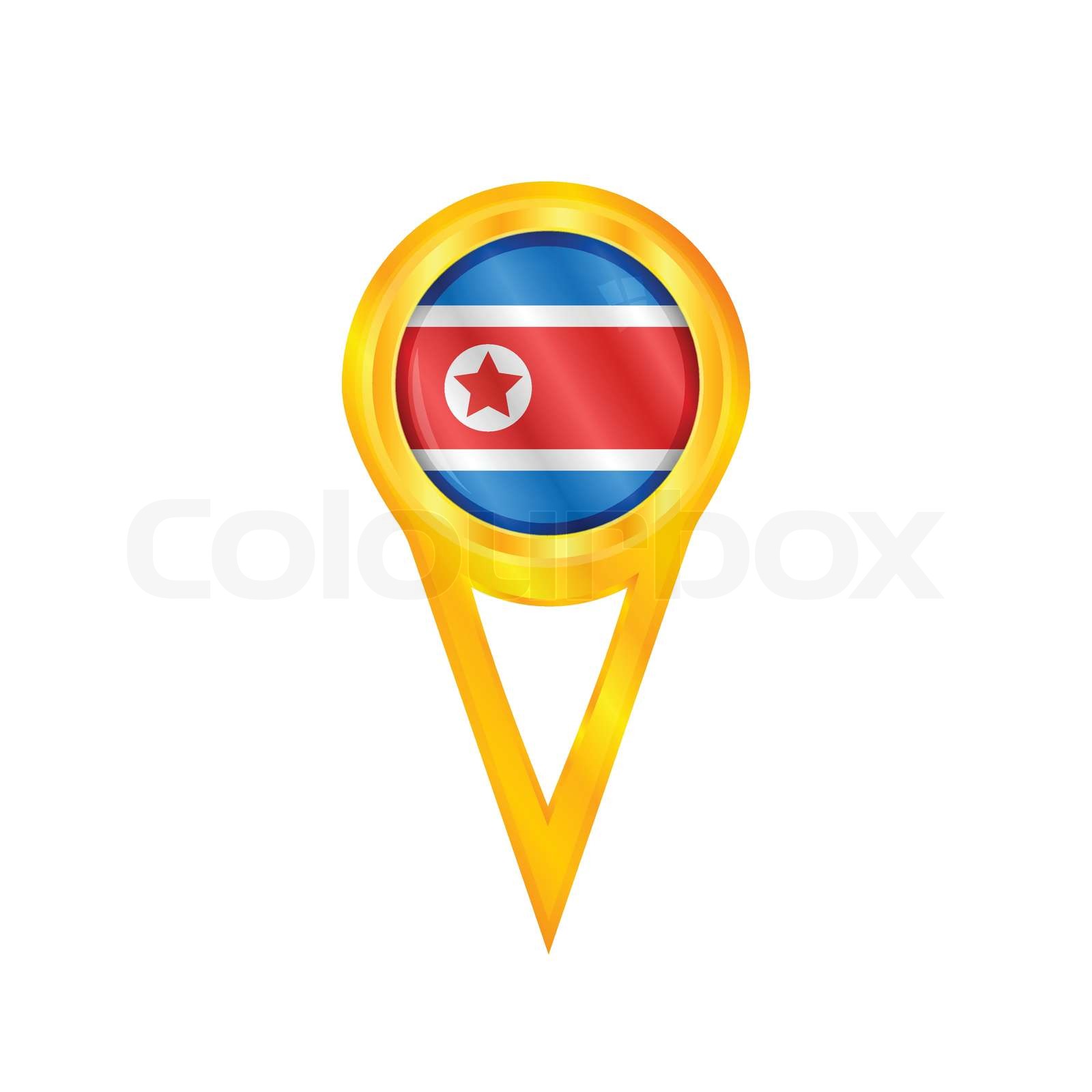 North Korea pin flag in gold | Stock vector | Colourbox