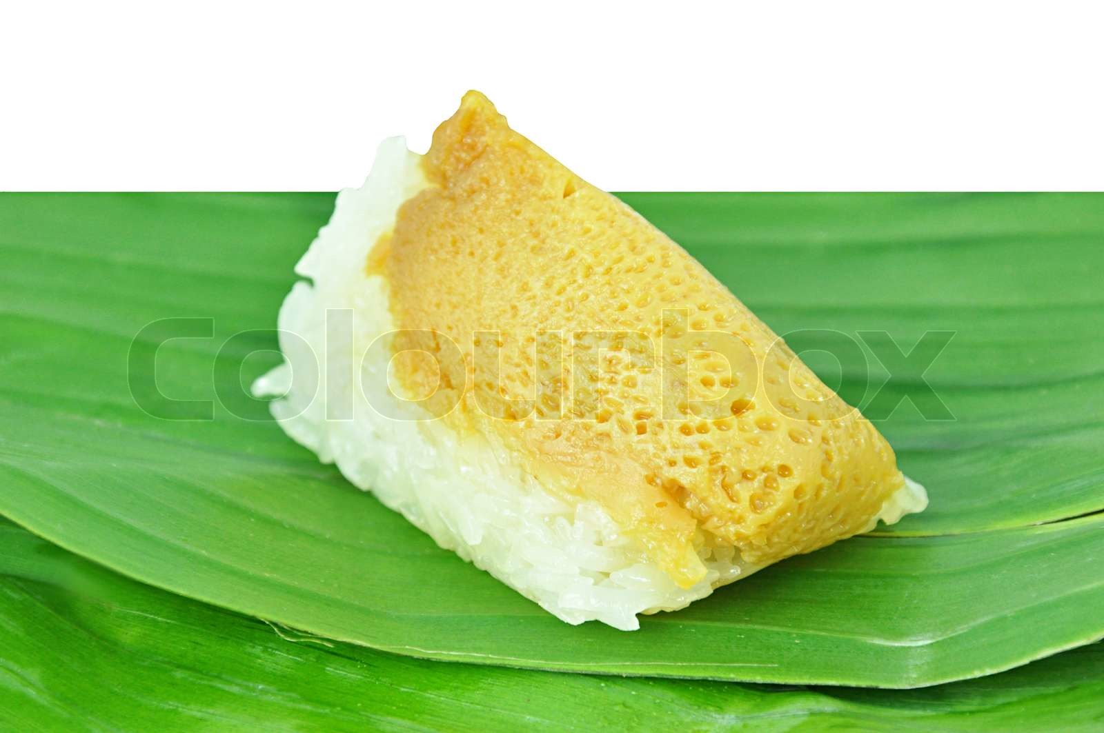 Traditional Thai dessert - søde klæbrig ris top med dampet æg ...