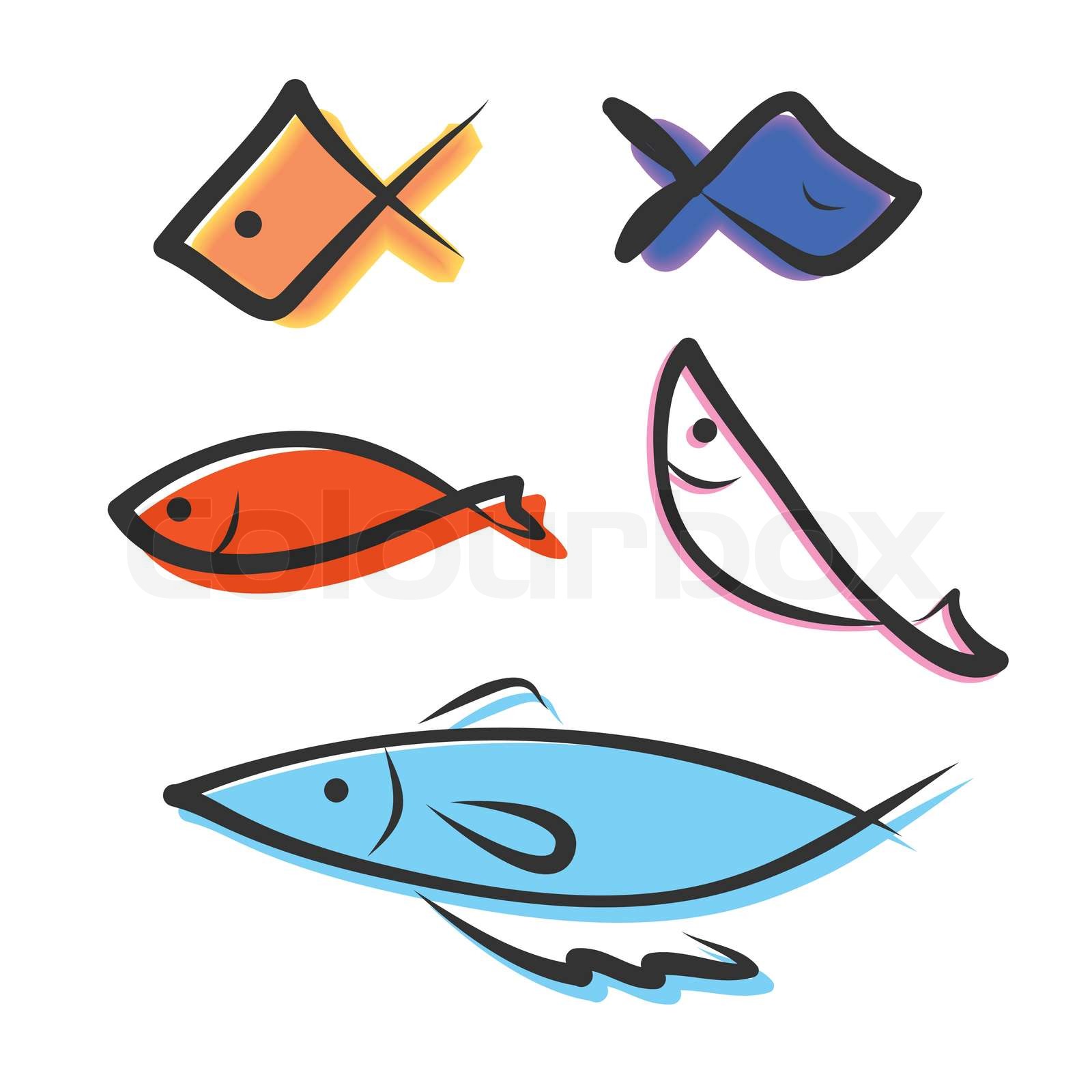 vector hand drawing icon fish image | Stock vector | Colourbox