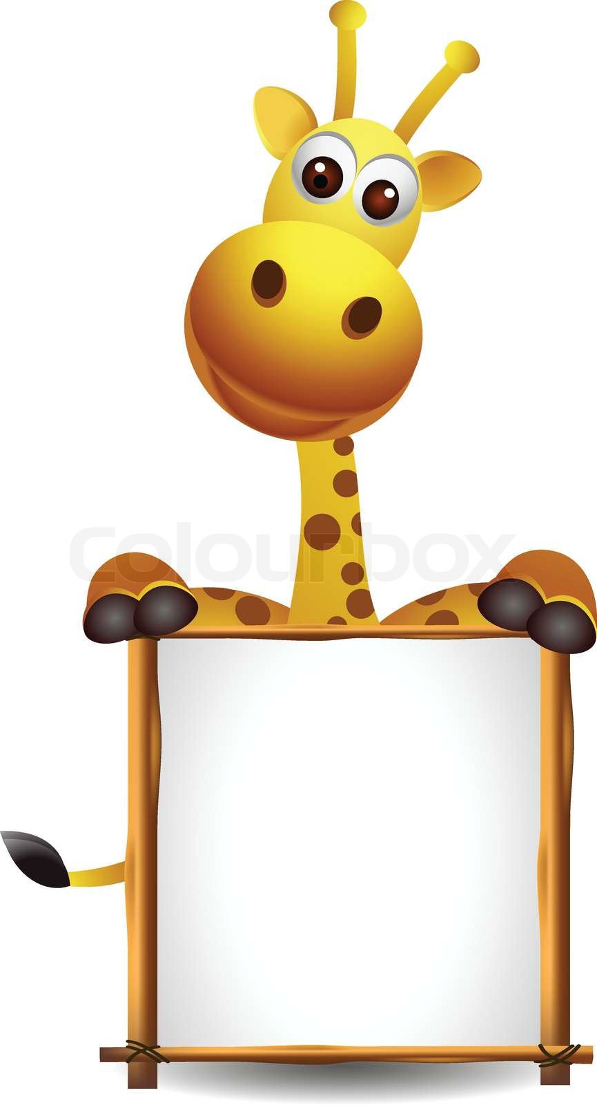 giraffe cartoon with blank sign | Stock vector | Colourbox