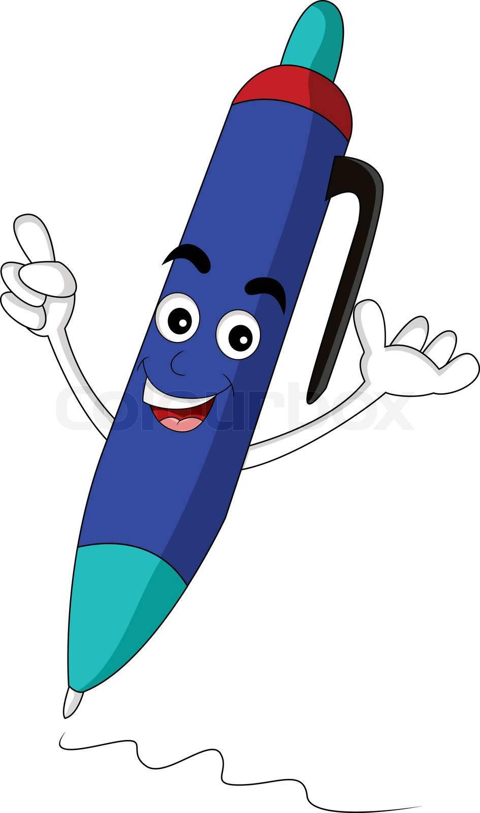 blue pen cartoon | Stock vector | Colourbox
