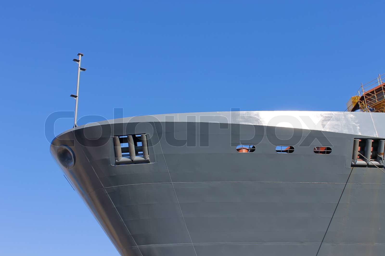 Nose ship building under at the shipyard | Stock image | Colourbox