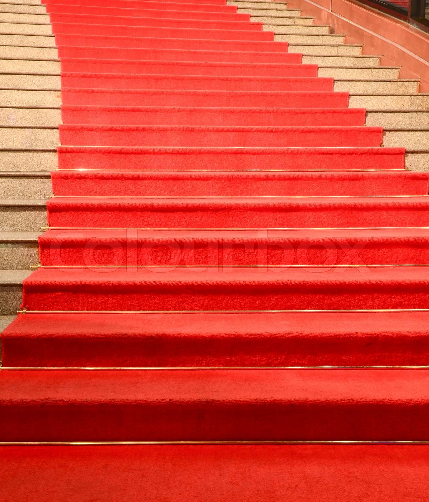 Stairs covered with red carpet | Stock image | Colourbox