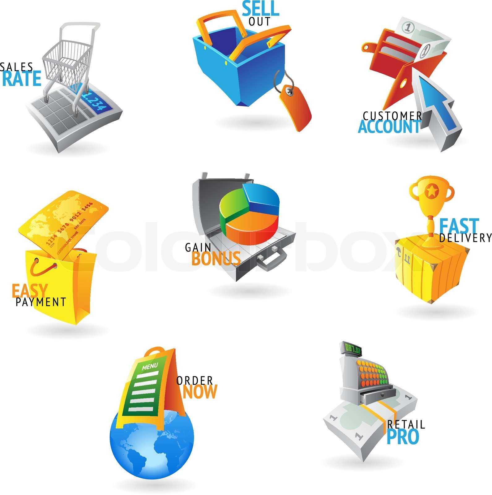 Icons für den Handel und Einzelhandel | Stock-Vektor | Colourbox