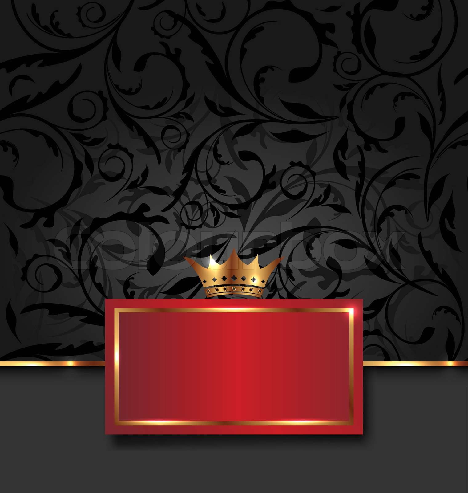 Ornate decorative frame with golden crown | Stock vector | Colourbox