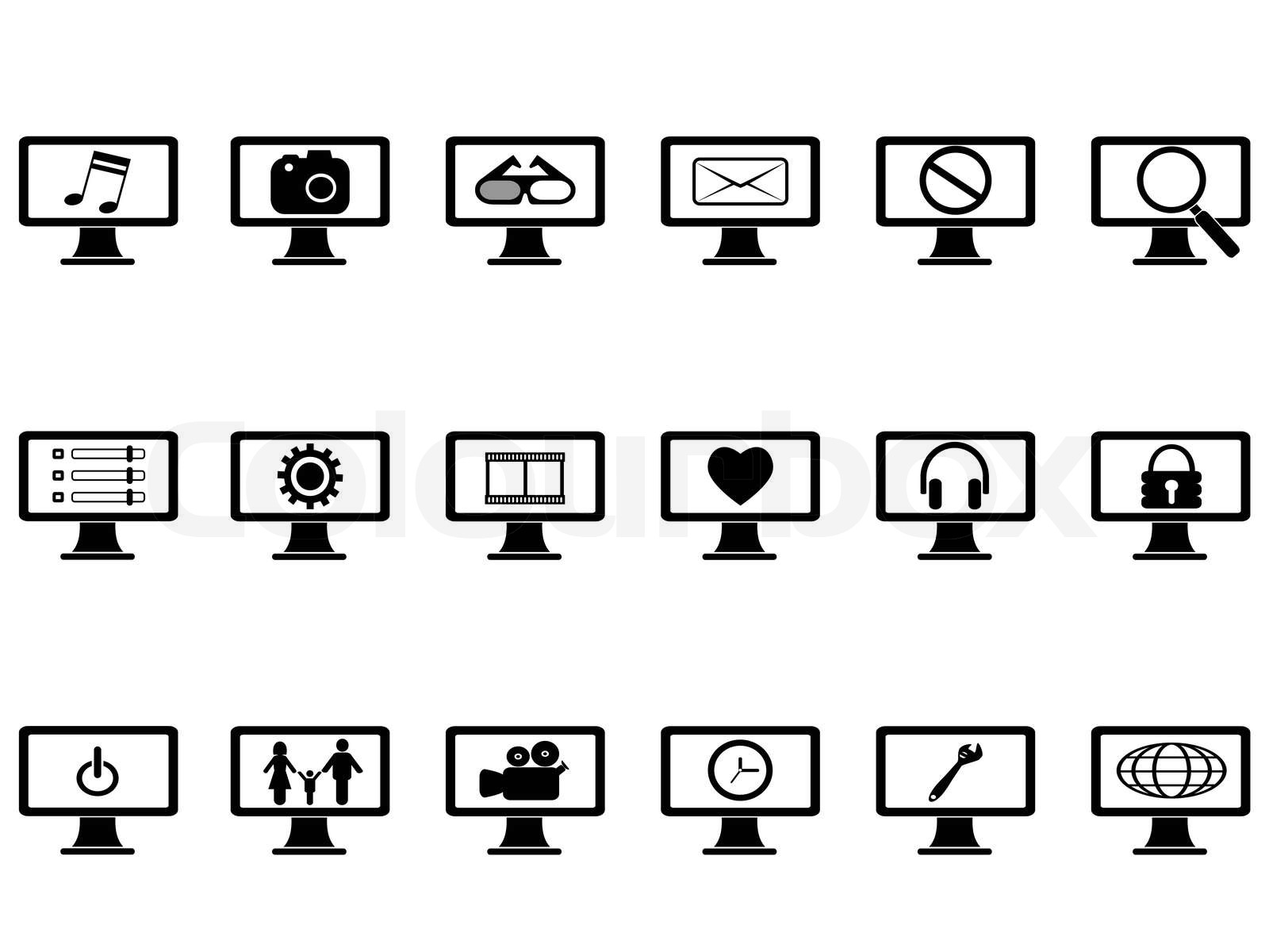 computerskærm med ikoner sæt | Stock vektor | Colourbox