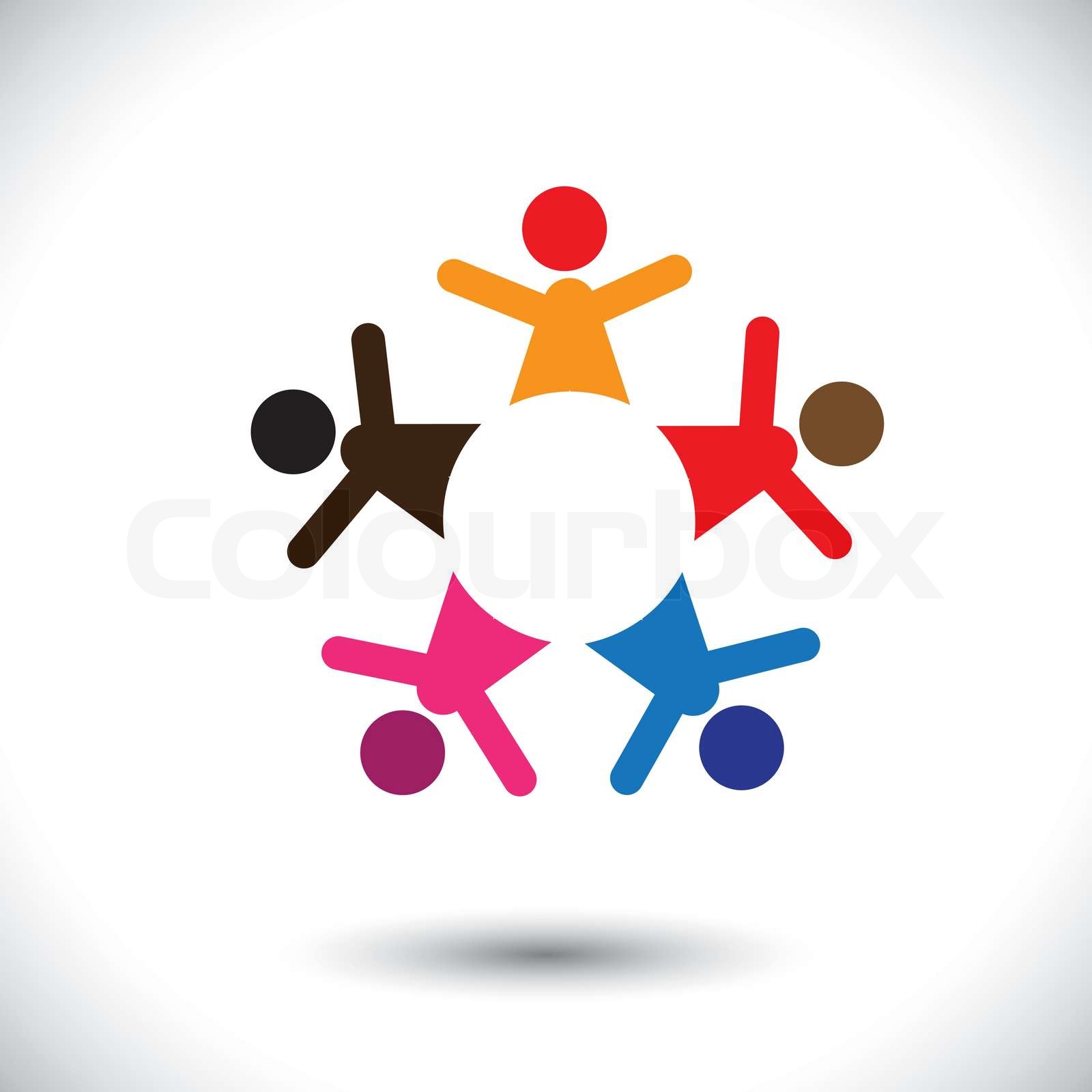 Abstract colorful five happy people icons as ring- vector graphic ...