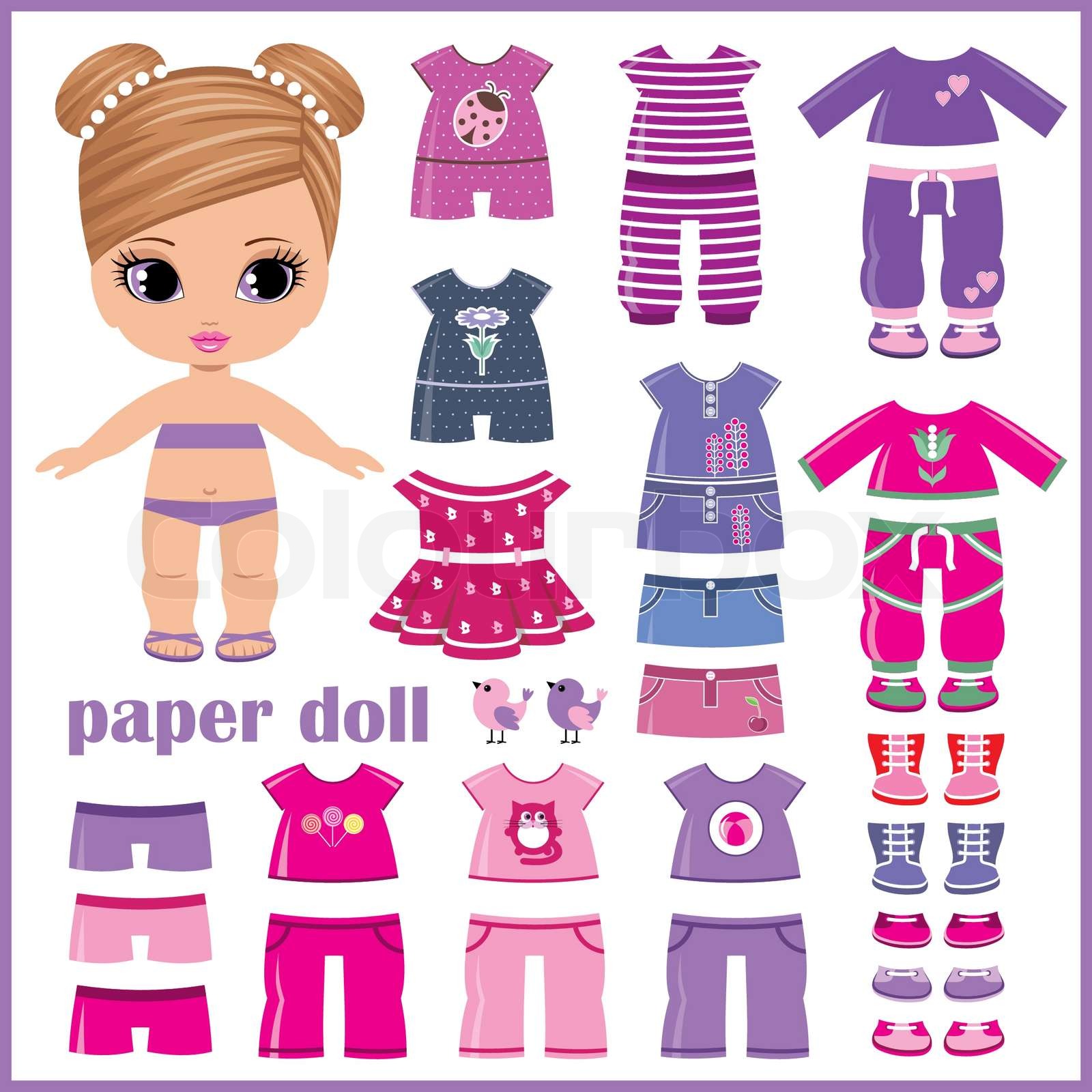 Paper doll with clothes set | Stock vector | Colourbox