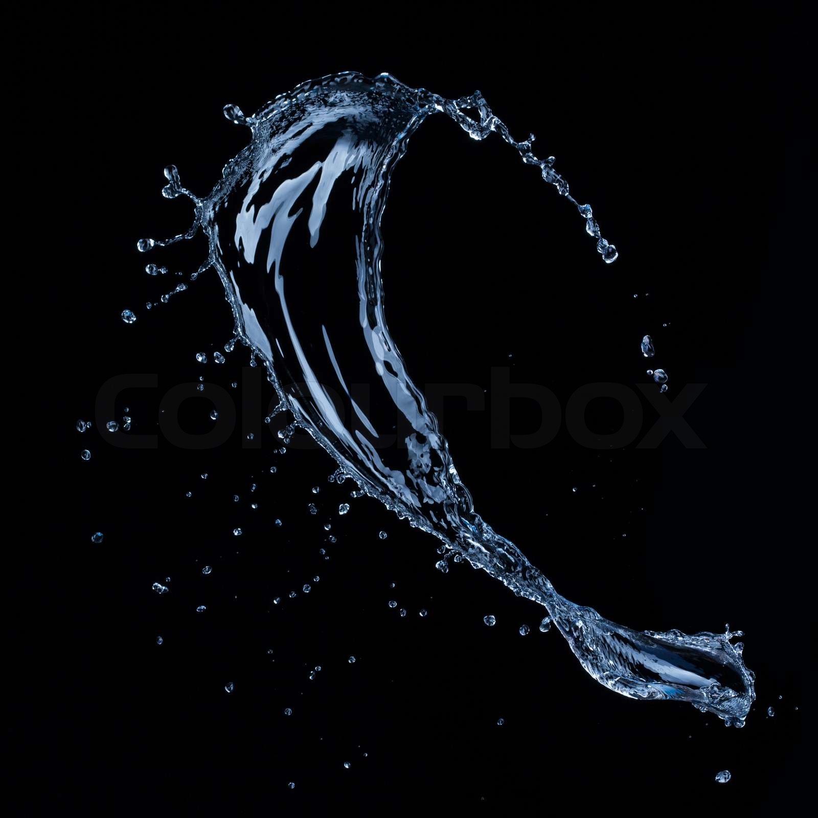 water splash isolated on black background | Stock image | Colourbox