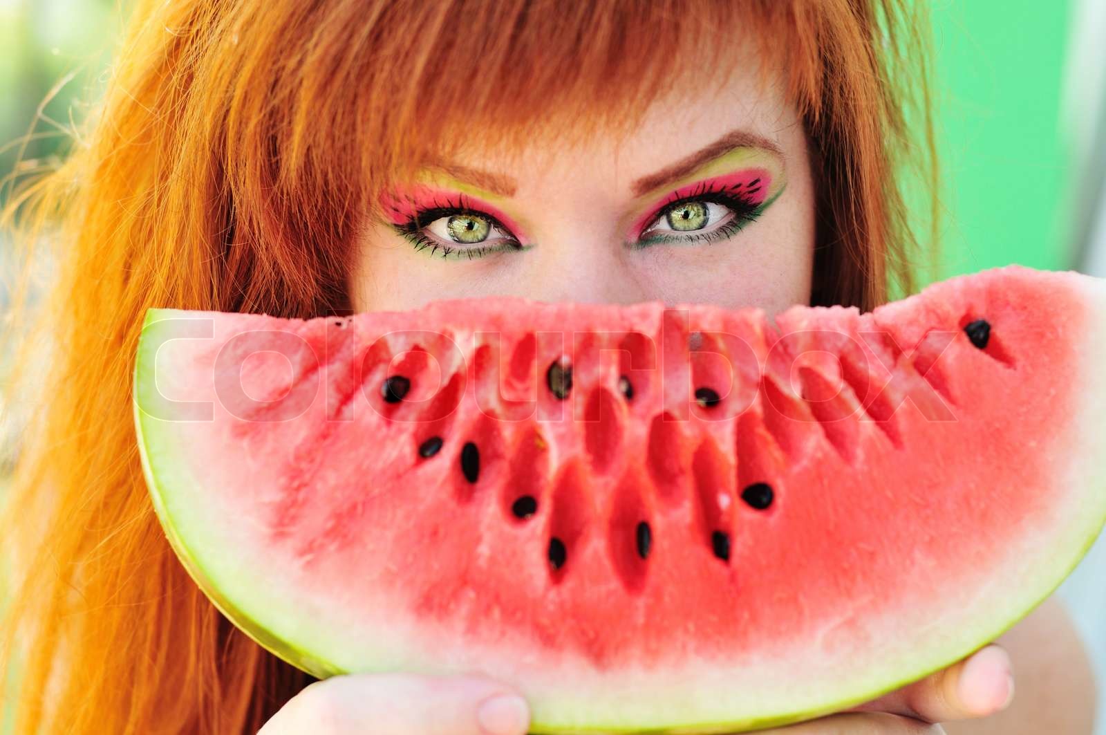 girl and watermelon | Stock image | Colourbox