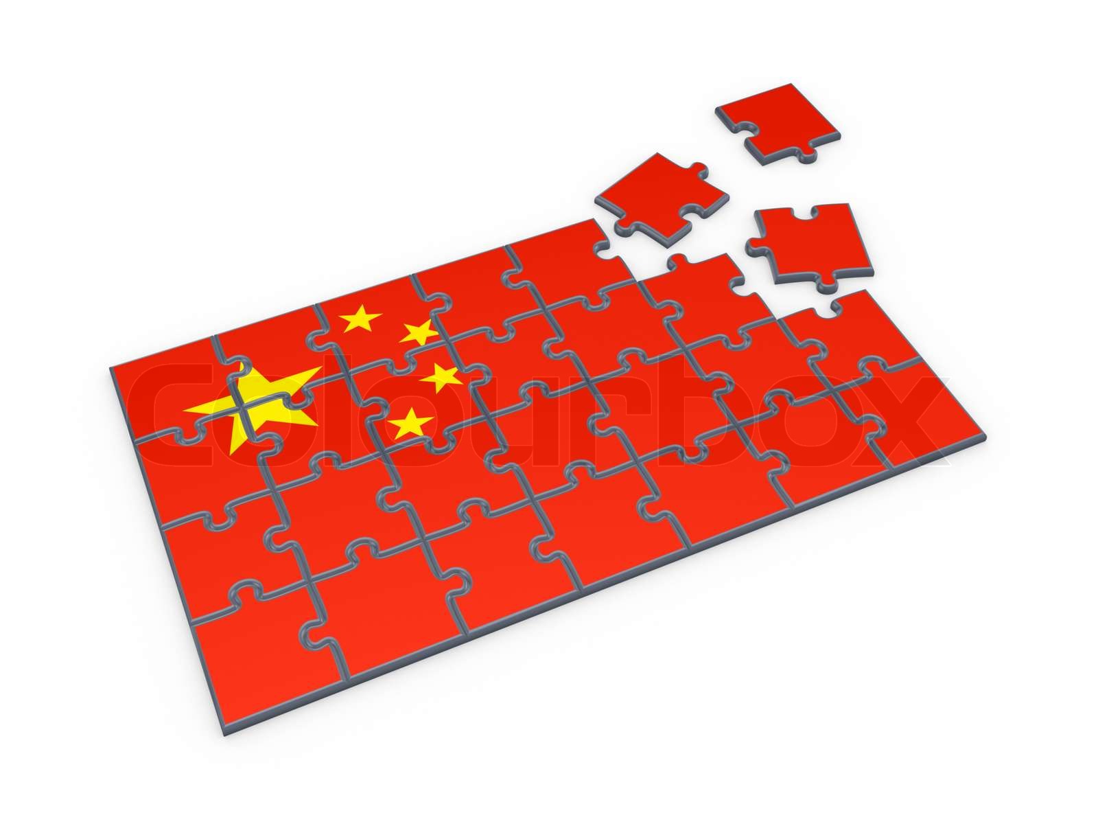 Chinese flag made of puzzles | Stock image | Colourbox