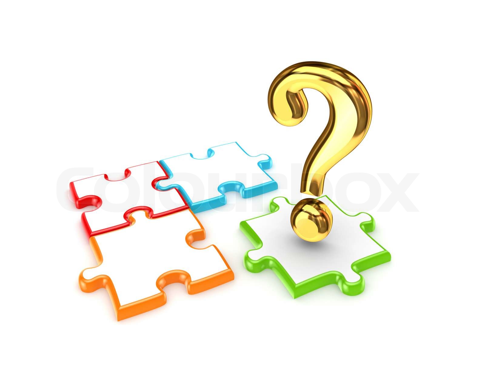 Bunte Rätsel und rot Abfrage Zeichen | Stock Bild | Colourbox