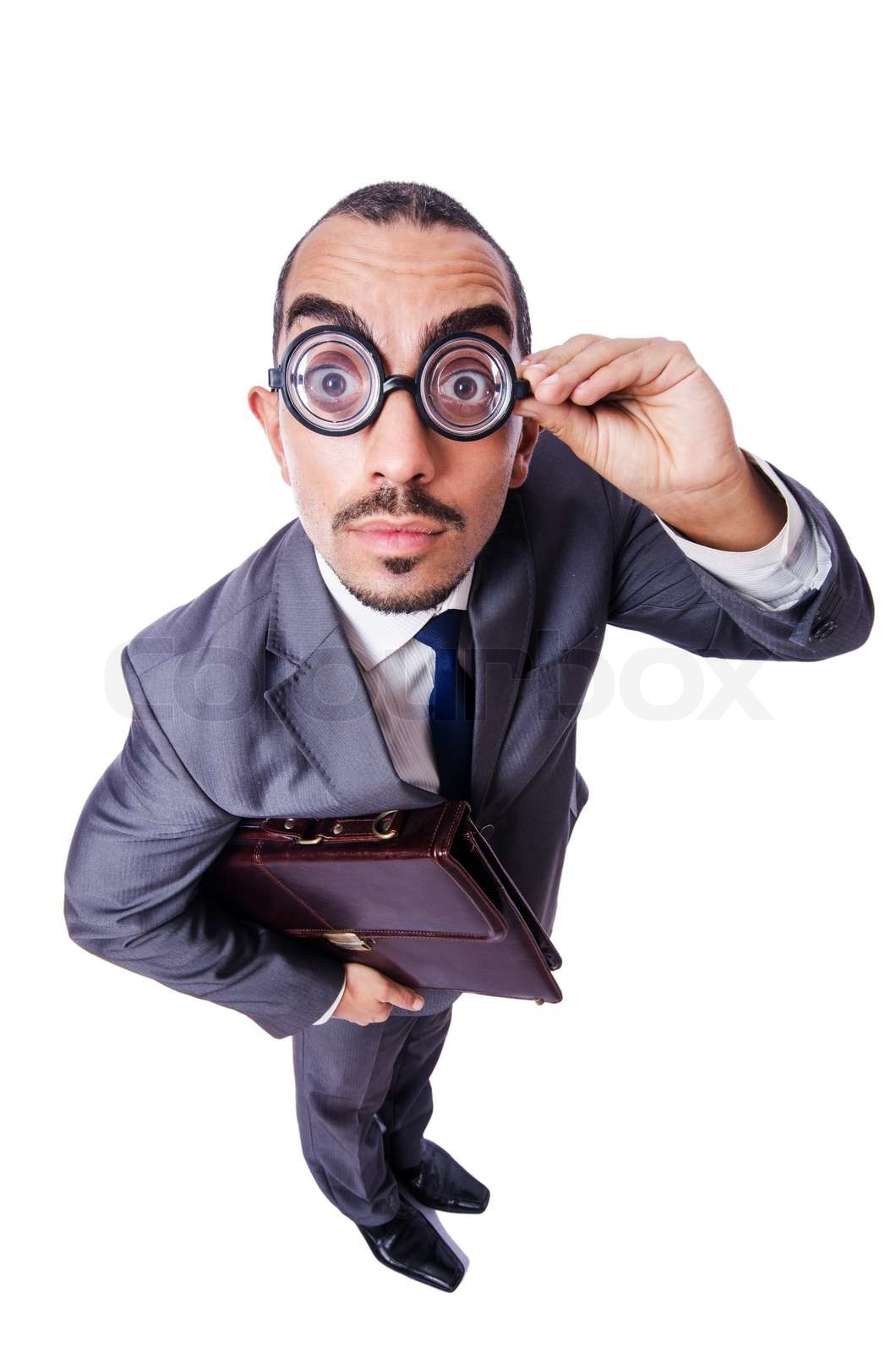 Lustige Nerd Geschäftsmann isoliert auf weiß | Stock Bild | Colourbox