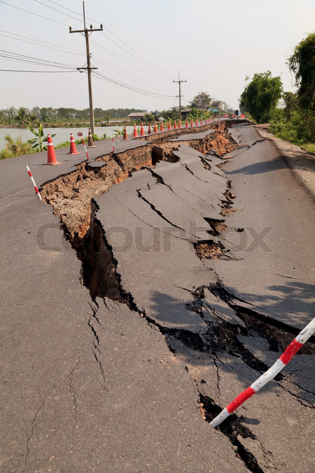 Cracked asphalt road | Stock image | Colourbox