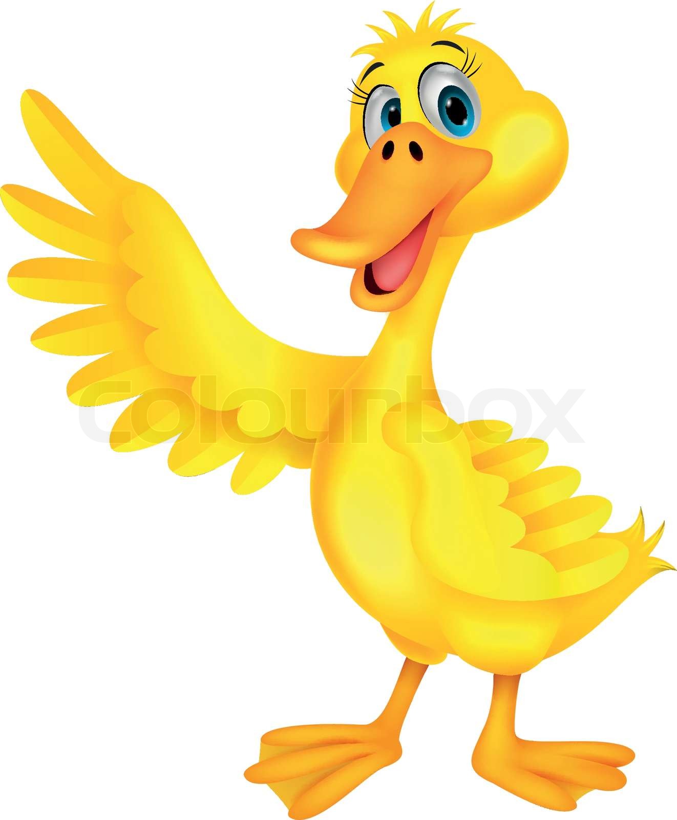 Cute duck cartoon waving | Stock vector | Colourbox