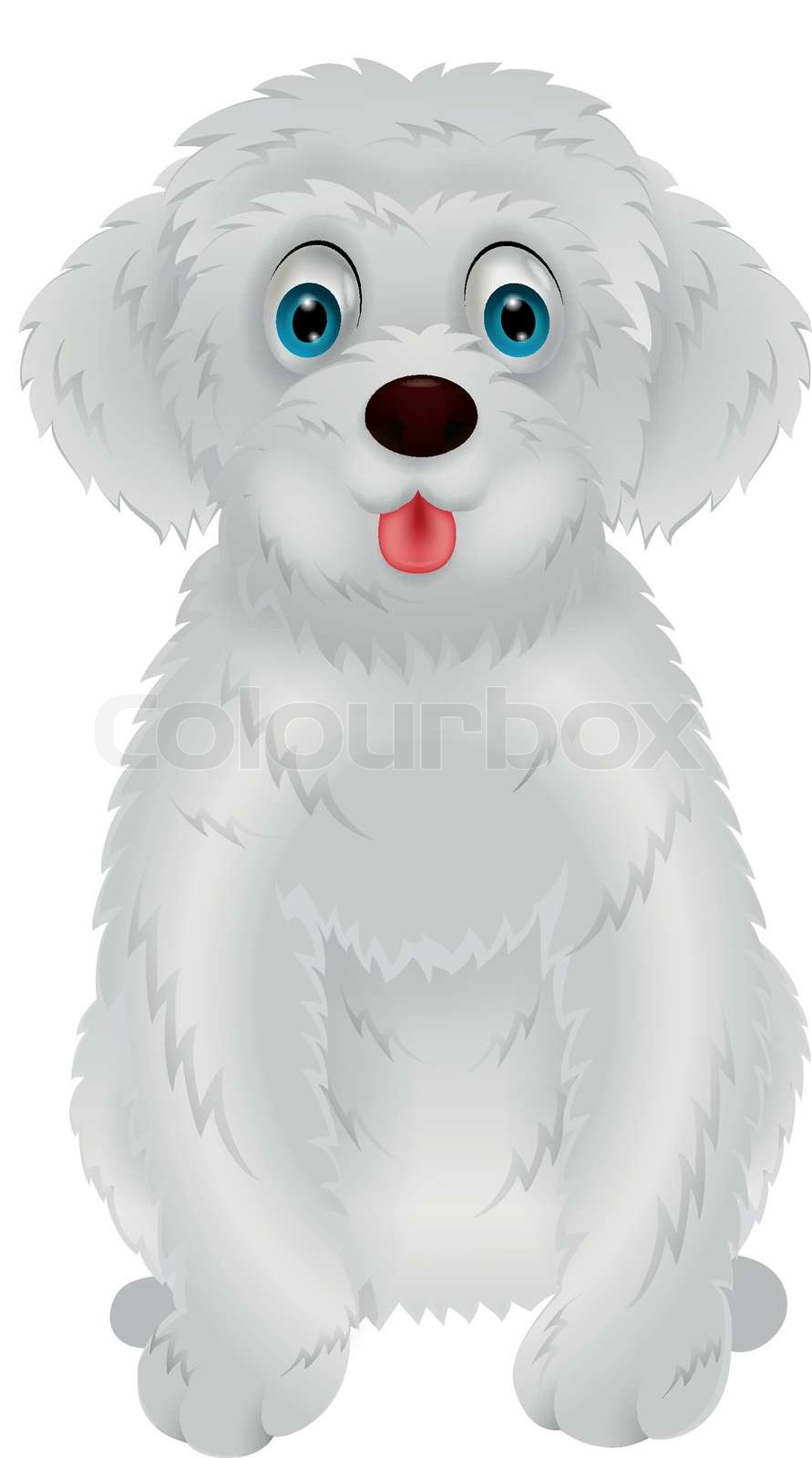 Cute white dog cartoon | Stock vector | Colourbox