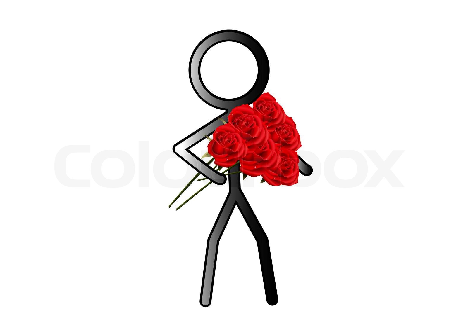 STICKMAN MIT ROSESeps | Stock-Vektor | Colourbox