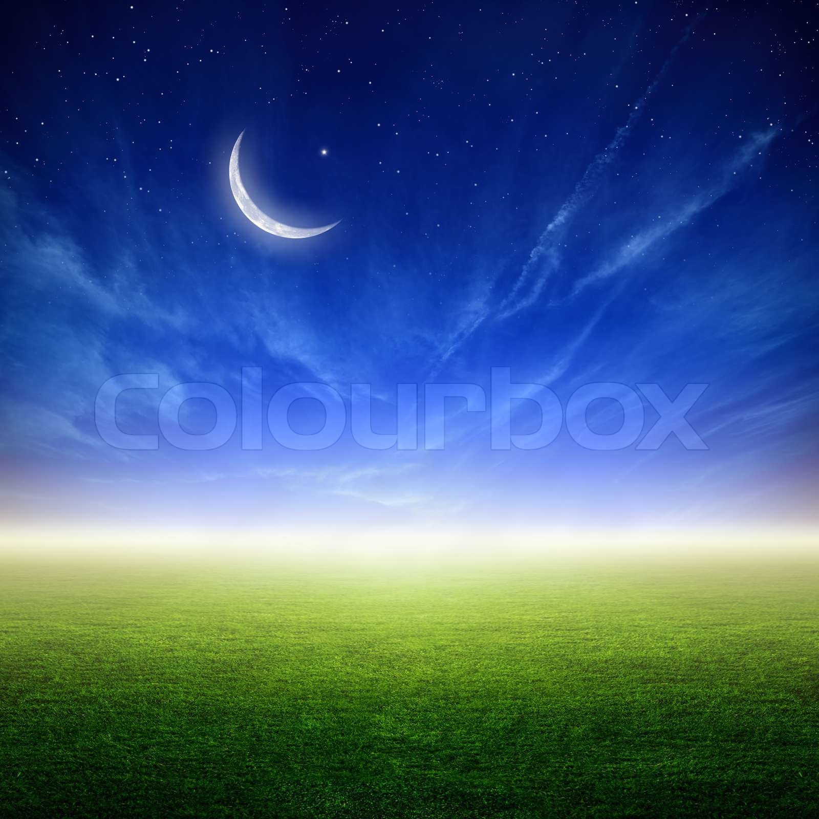 Beautiful sunset with moon | Stock image | Colourbox