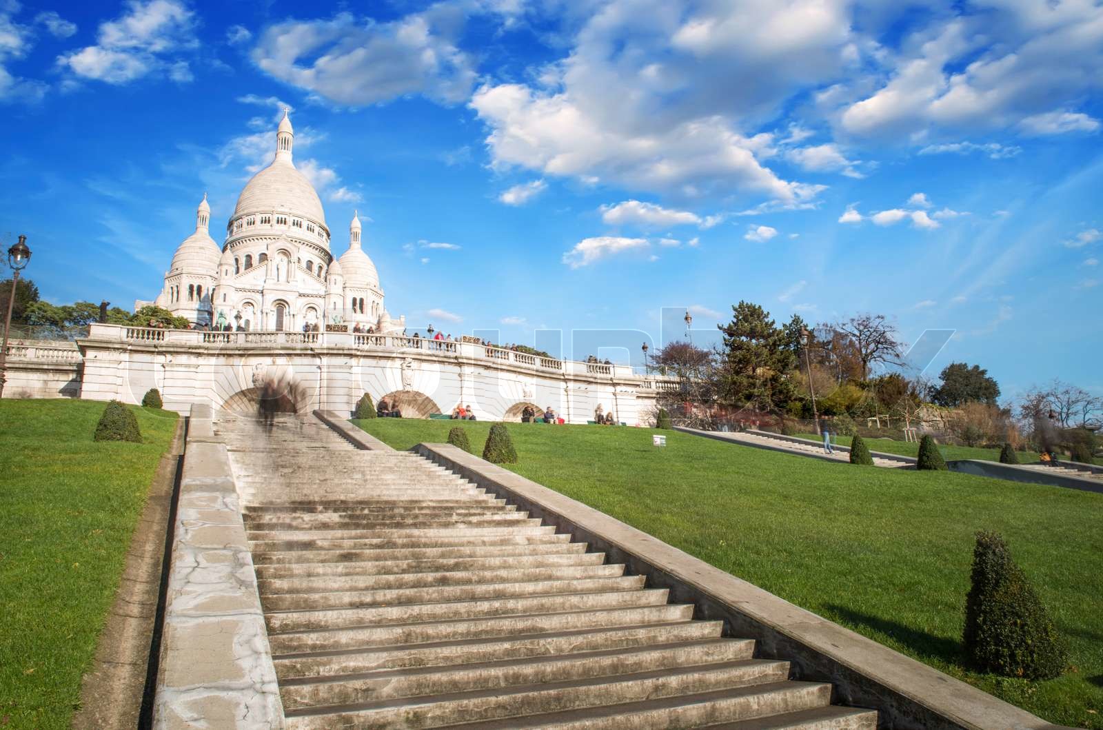 Wonderful view of Sacred Heart Cathedral and Steep Stairs - Paris ...