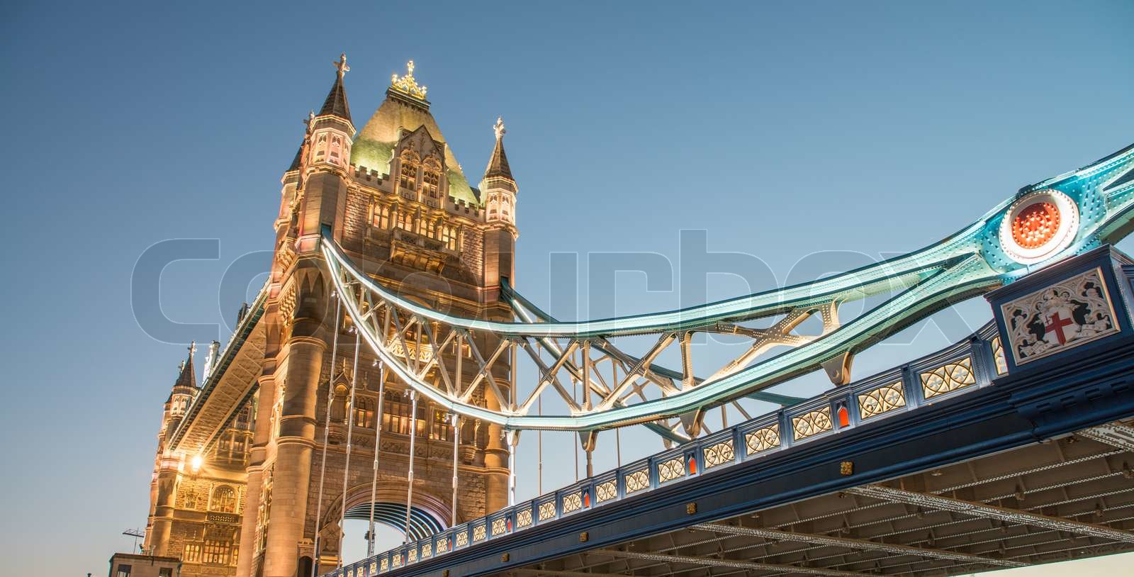 Wonderful colors and lights of Tower Bridge at Dusk - London | Stock ...