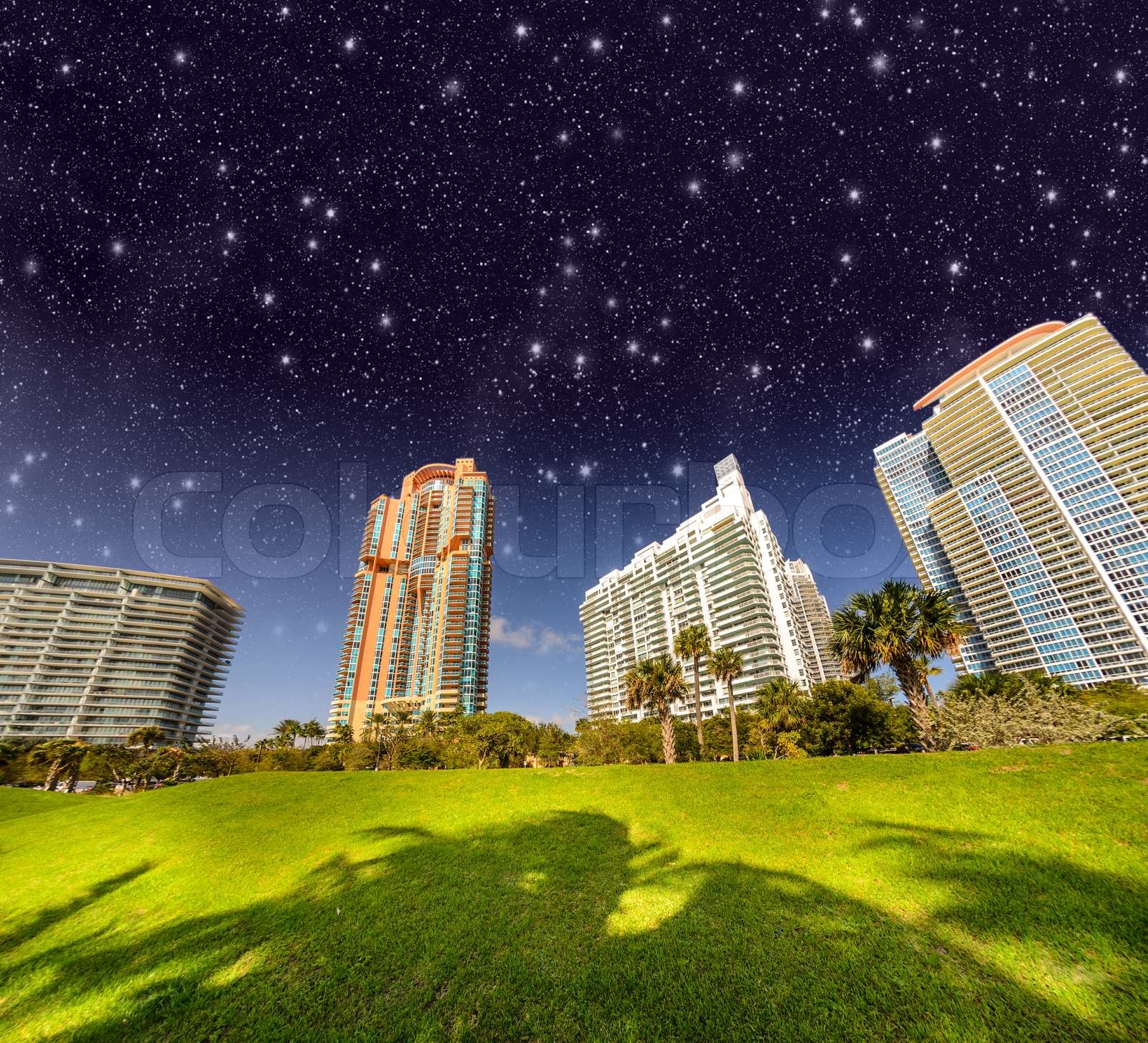 Modern skyscrapers in Miami - Beautiful view of South Pointe | Stock ... Modern skyscrapers in Miami - Beautiful view of South Pointe | Stock ...