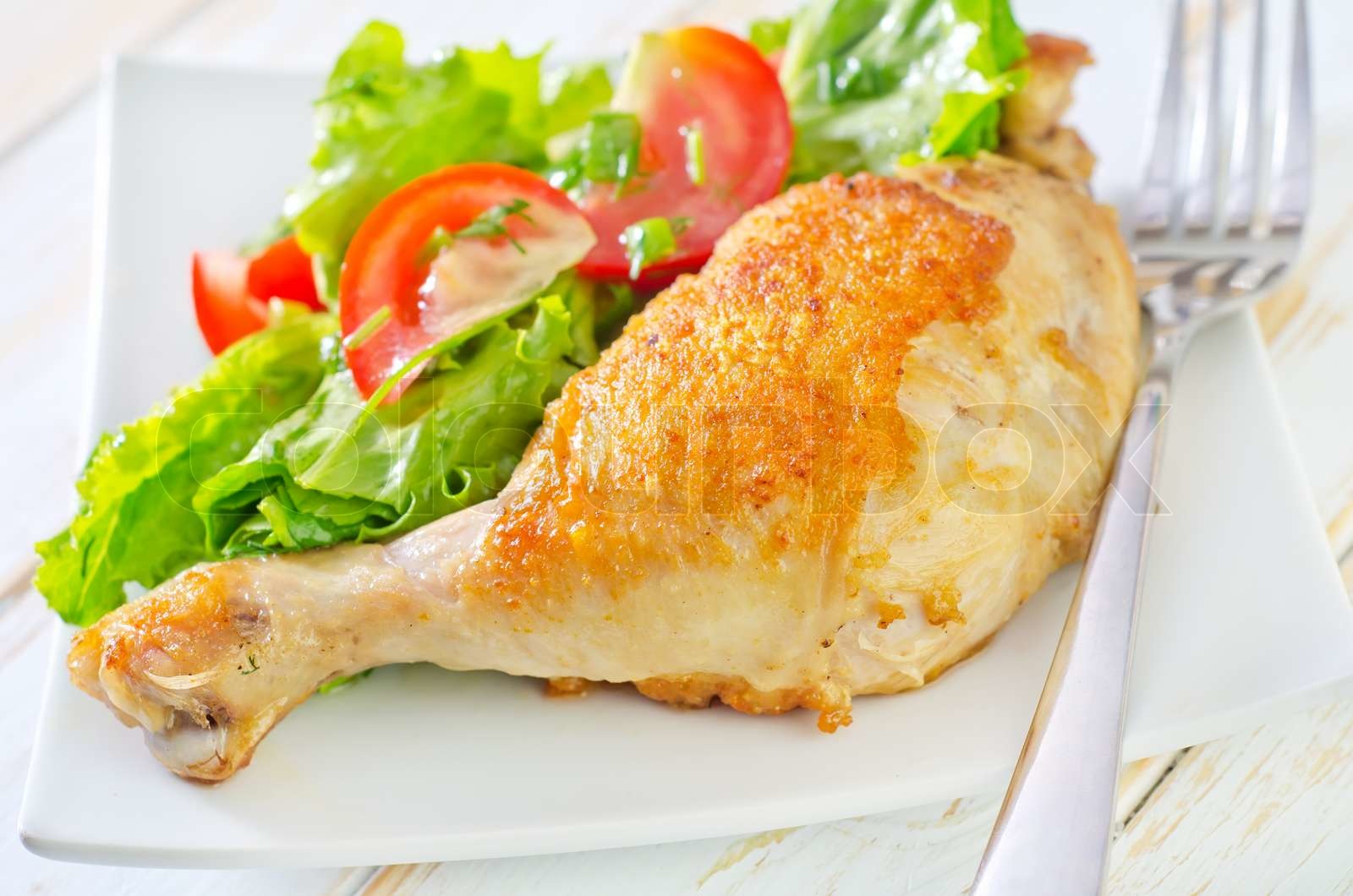 fried chicken leg | Stock image | Colourbox