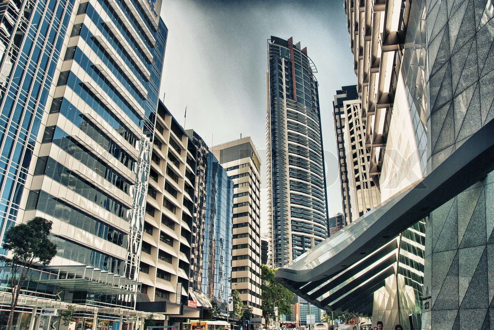 Modern City skyscrapers from street level | Stock image | Colourbox