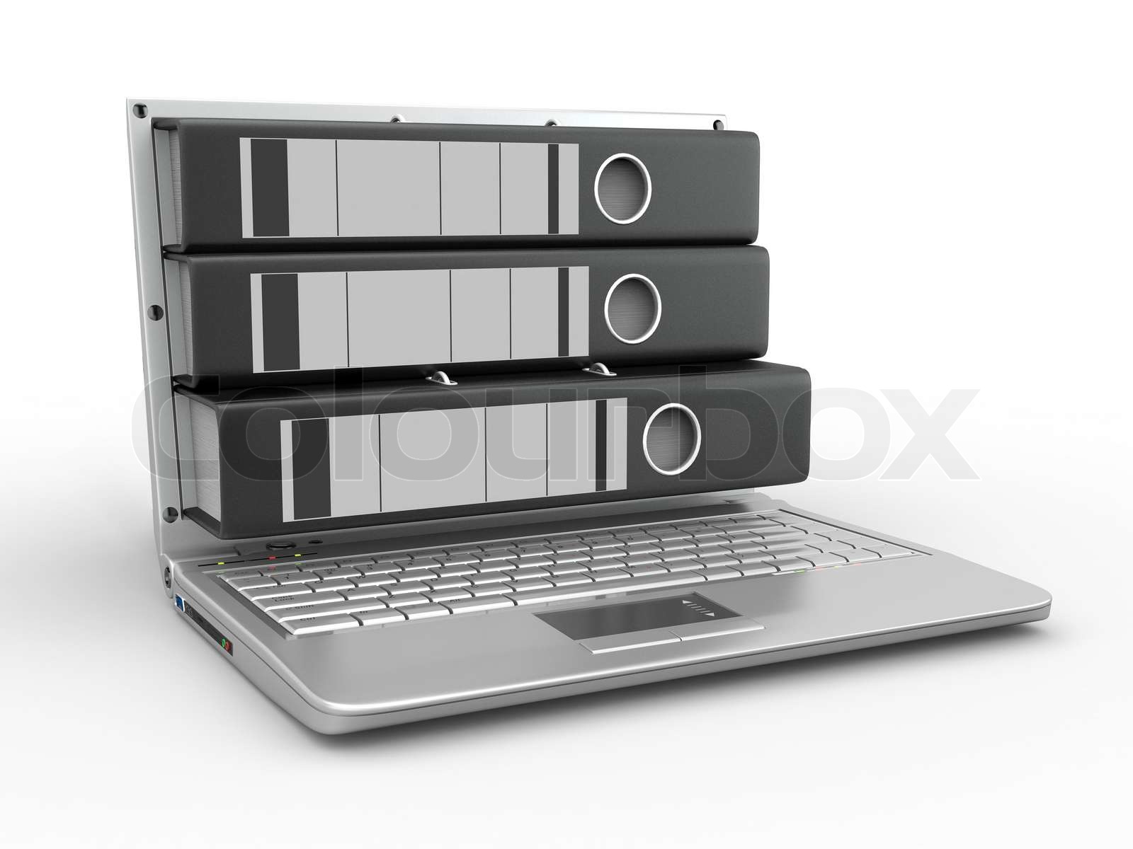 Archiv Laptop mit Ordner anstelle des Bildschirms | Stock Bild | Colourbox