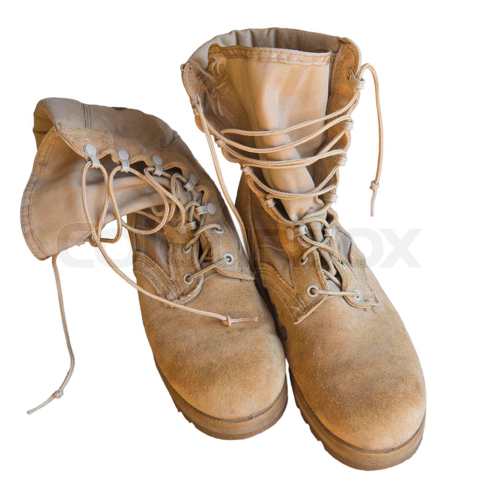 Army uniform shoes isolated | Stock image | Colourbox