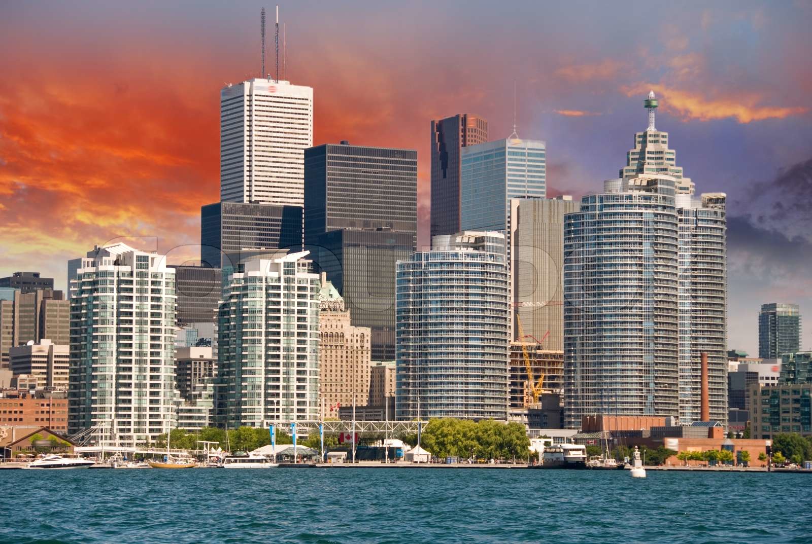 Toronto Beautiful view of city skyline from Lake Ontario | Stock image ...