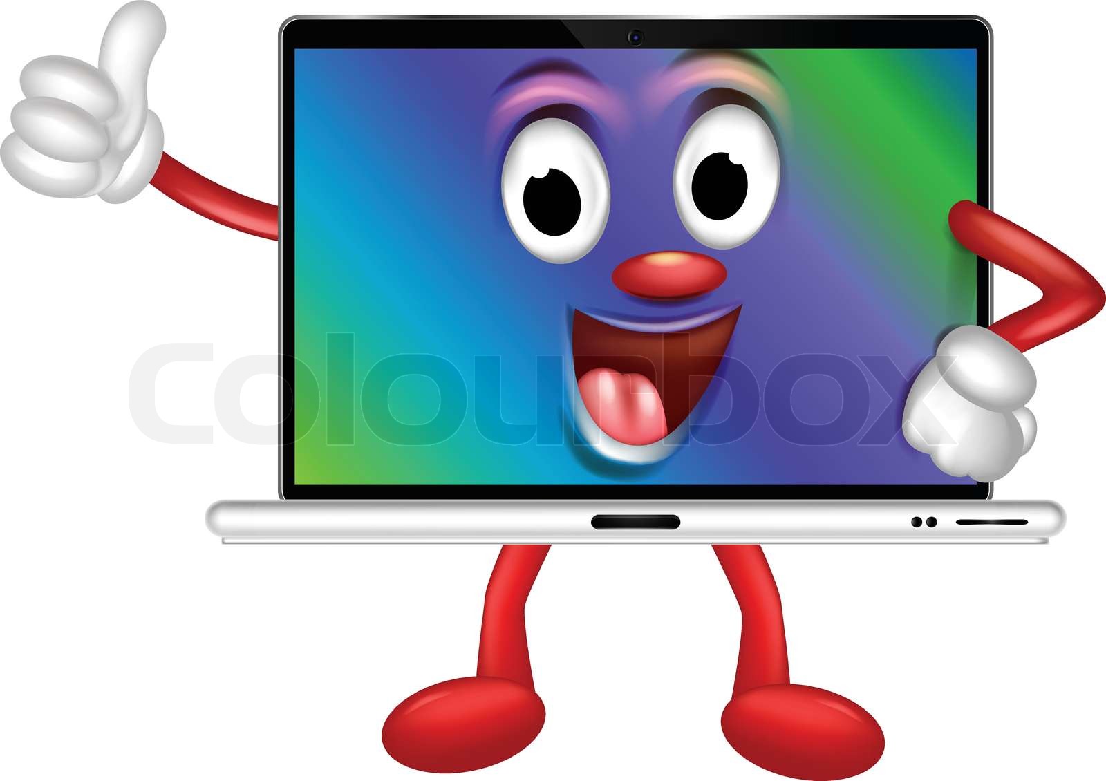 cute laptop cartoon for you design | Stock vector | Colourbox