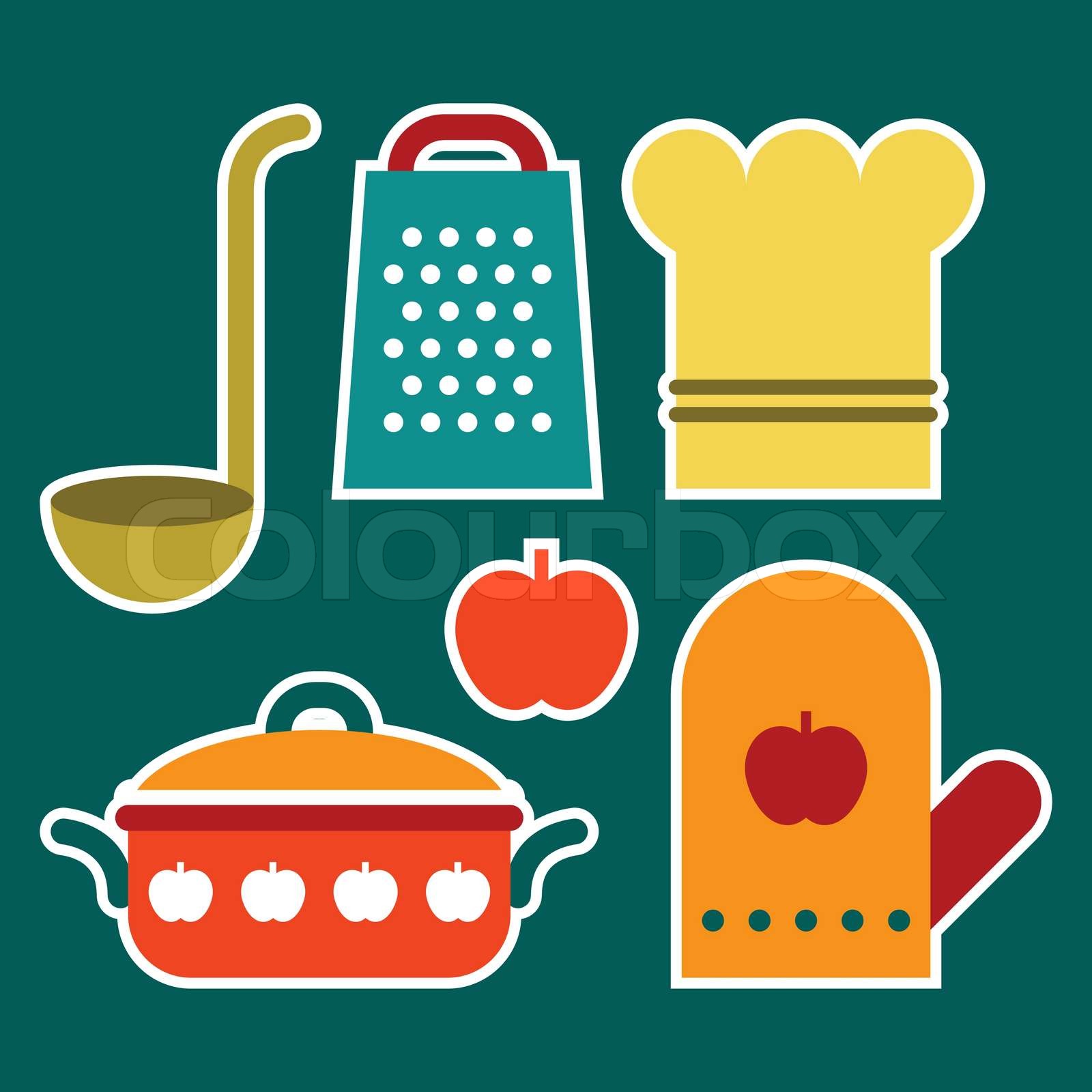 Colorful kitchen symbols | Stock vector | Colourbox