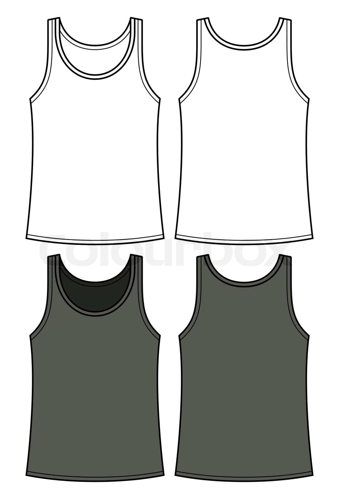 Black and white singlet template - front and back | Stock vector ...