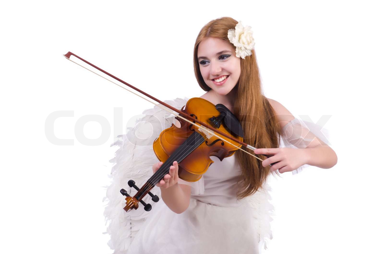 Junge Geiger isoliert auf weiß | Stock Bild | Colourbox