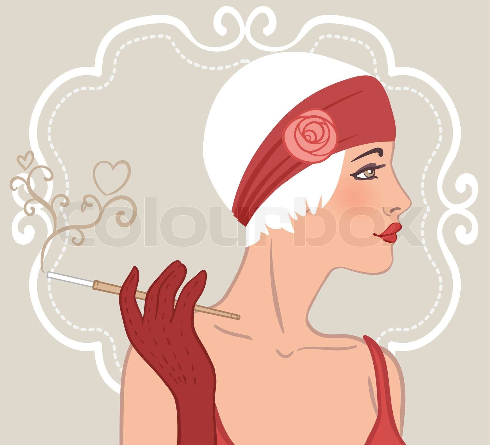 Flapper girl: Retro party invitation design | Stock vector | Colourbox