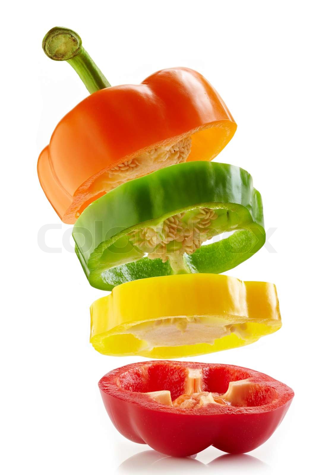 various colours paprika slices | Stock image | Colourbox