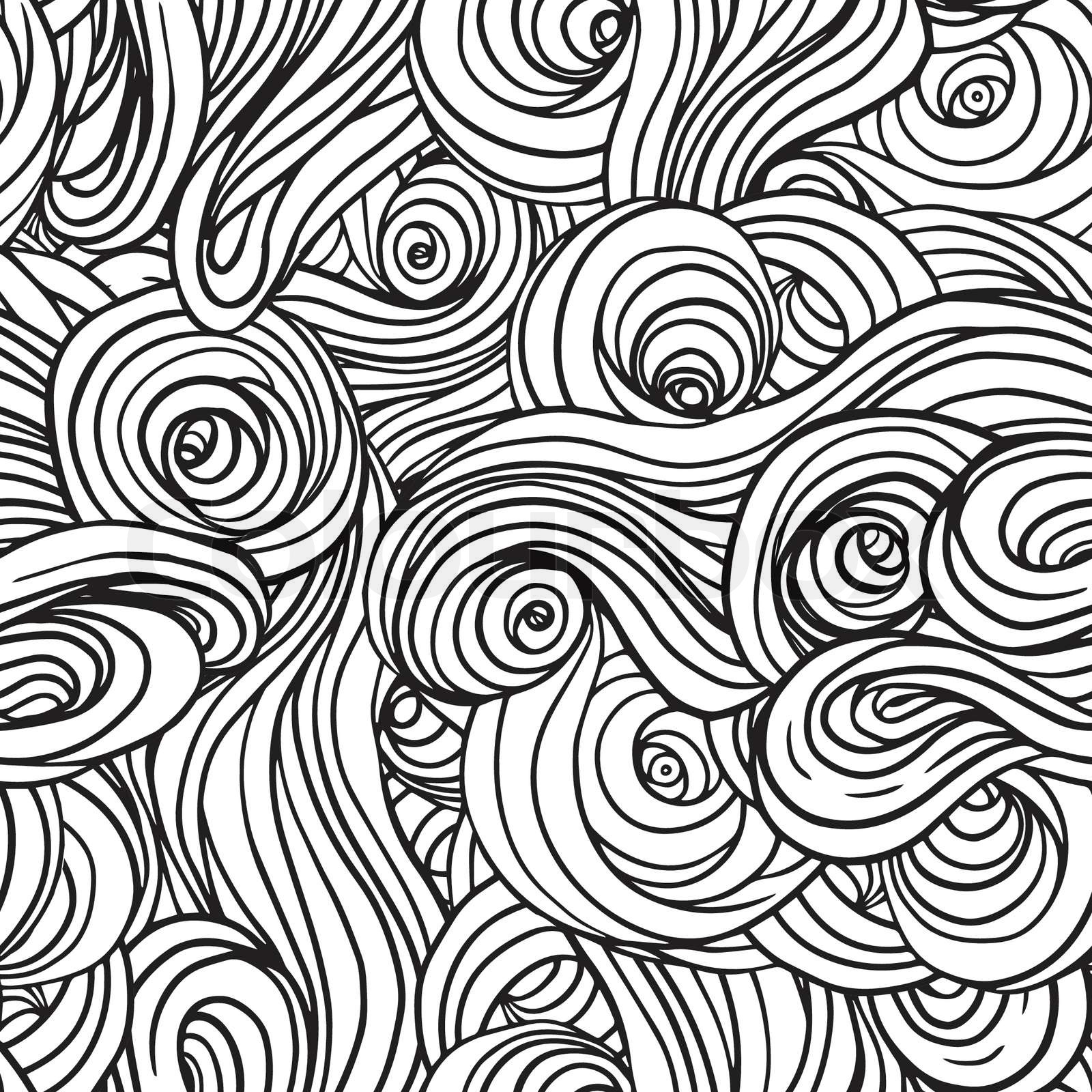 Vector seamless black and white abstract pattern with waves | Stock ...