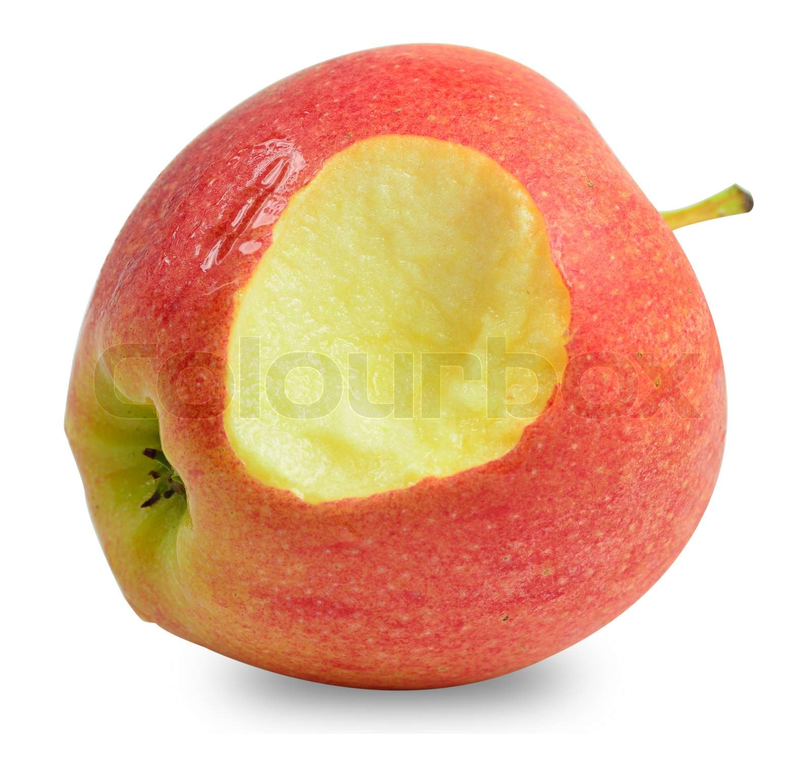 Bitten red apple isolated on white | Stock image | Colourbox